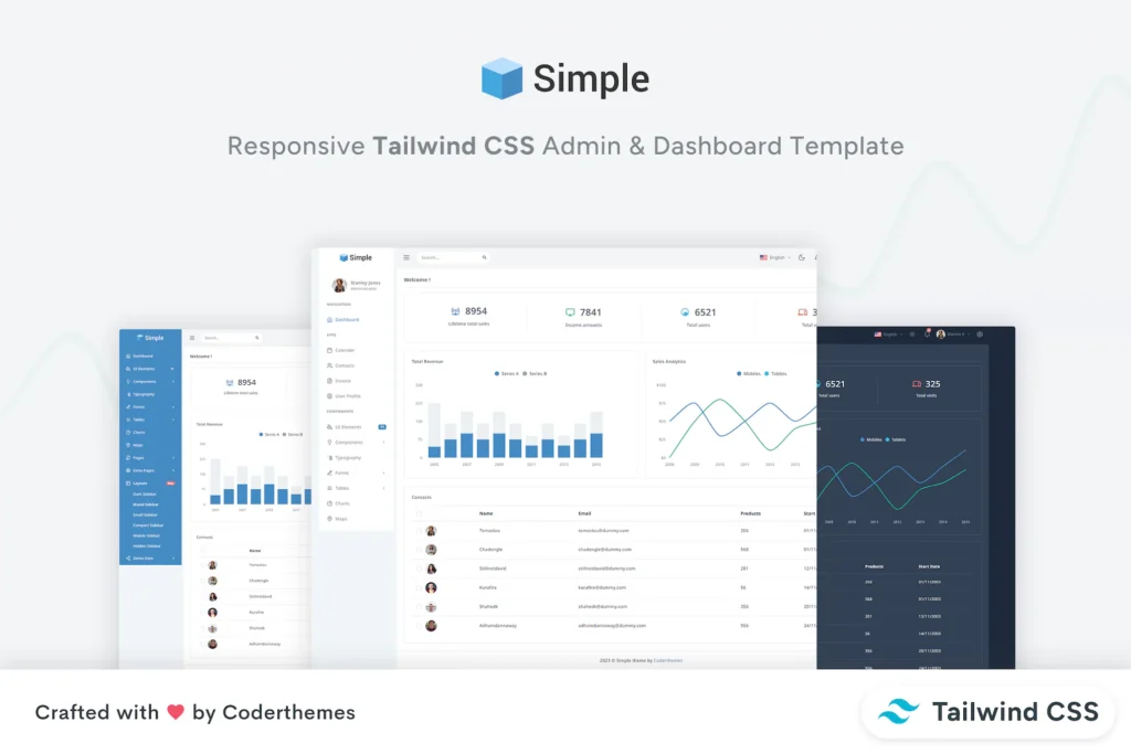Simple - Tailwind CSS Admin & Dashboard Template - Mua theme wordpress, giao diện website ...